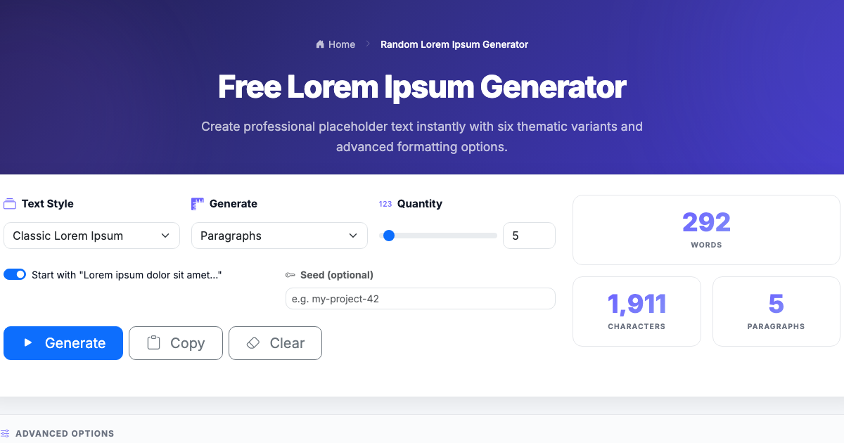 Random Lorem Ipsum Generator - CharCount